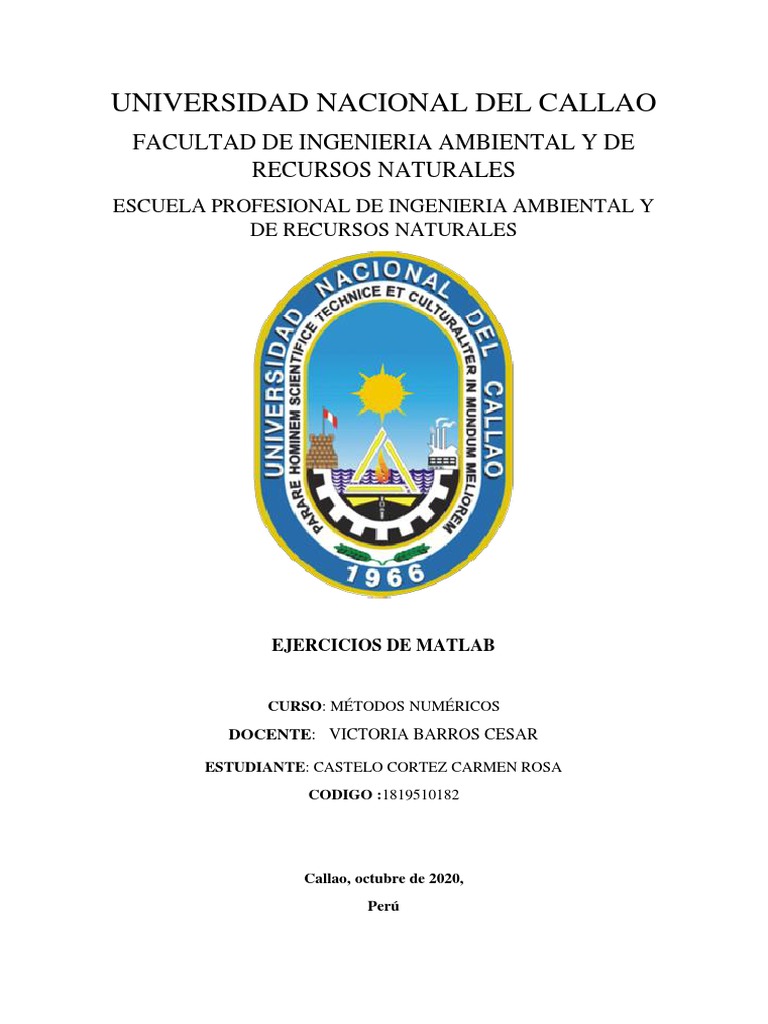 Ejercicios De Metodos Numericos En Matlab Pdf Análisis Numérico 6512