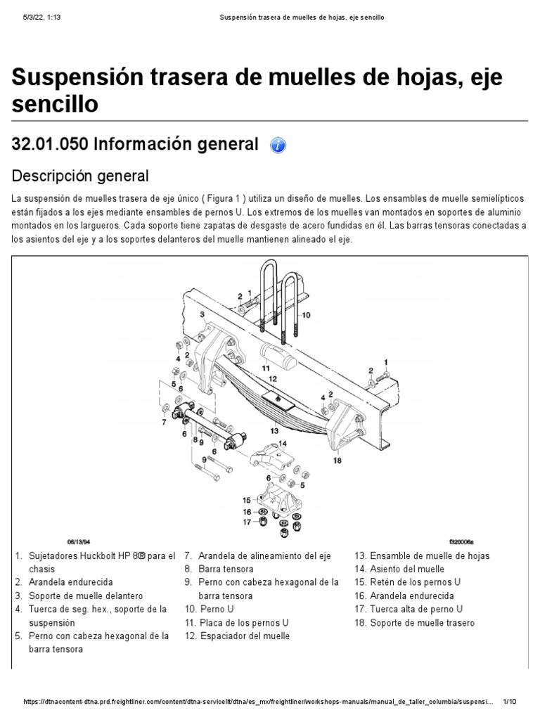 2 Suspensión Trasera de Muelles de Hojas, Eje Sencillo | PDF | Tornillo | Eje