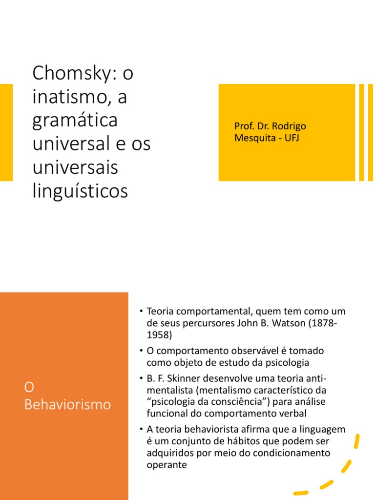 Chomsky e o Inatismo | PDF | Behaviorismo | Linguística