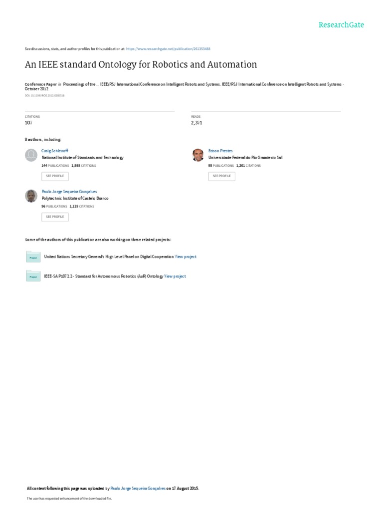 An IEEE Standard Ontology For Robotics and Automat | PDF | Ontology (Information Science) | Robot