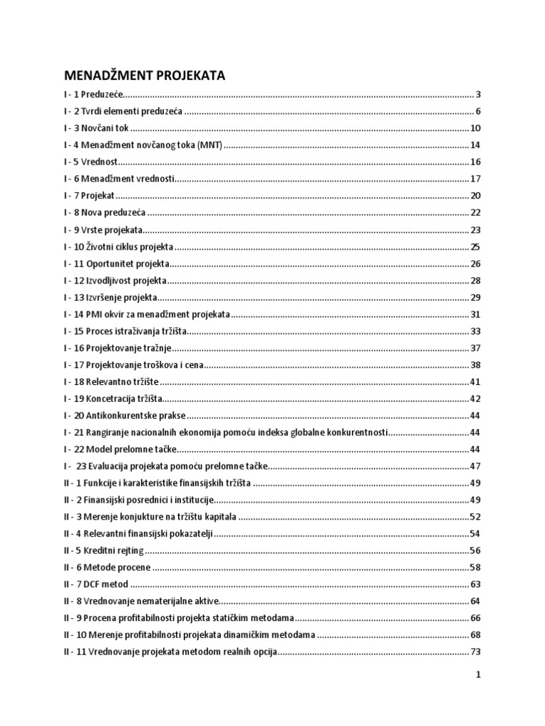 Menadžment Projekata - Skripta EKOF | PDF