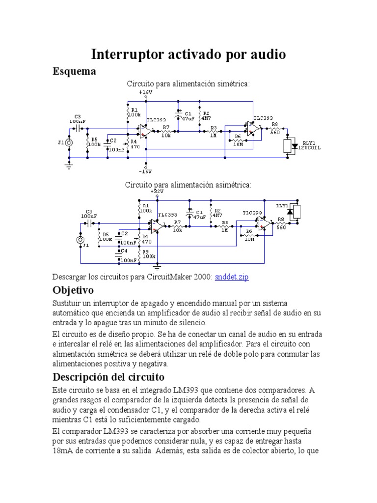 Interruptor Activado Por Audio | PDF | Relé | Micrófono
