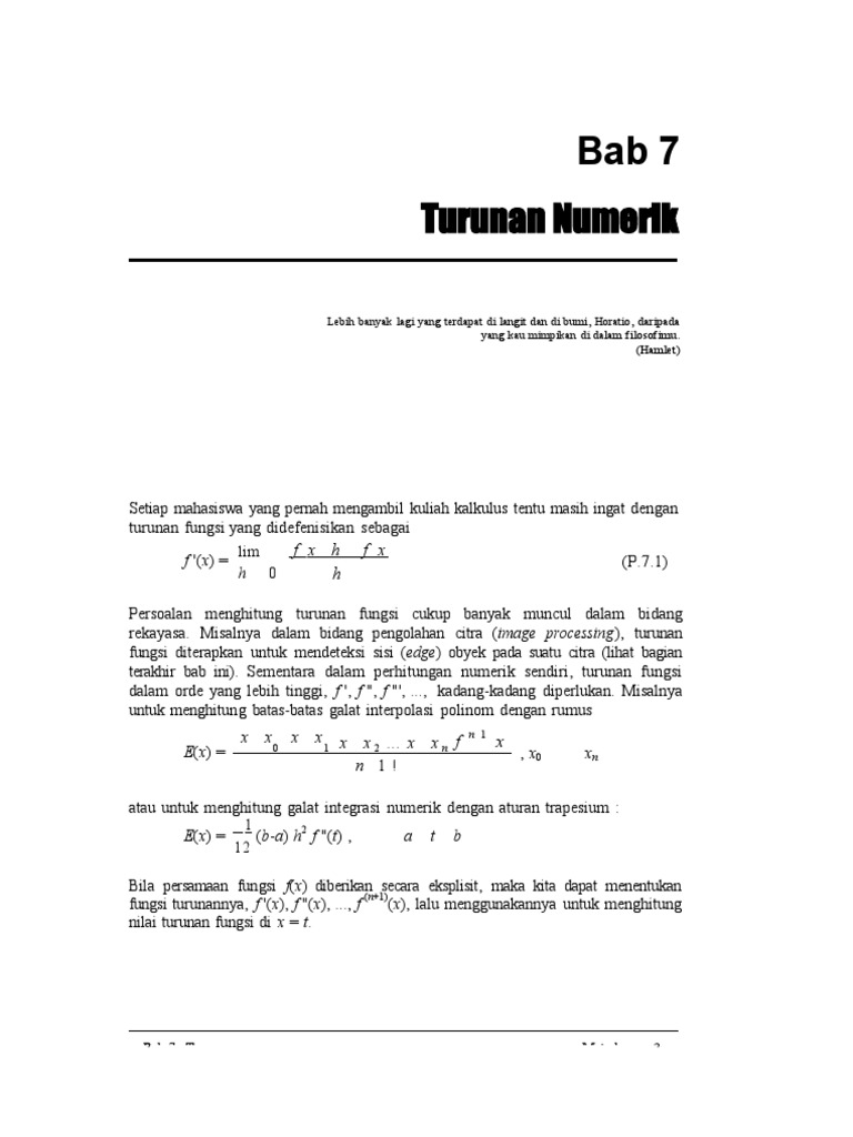 BAb - 07 Turunan Numerik | PDF