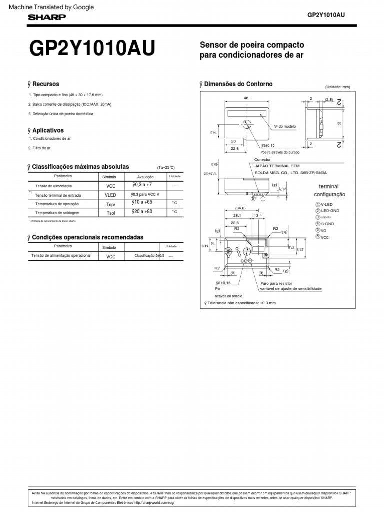 Gp2y1010 Port | PDF | Eletrônicos | Diodo emissor de luz