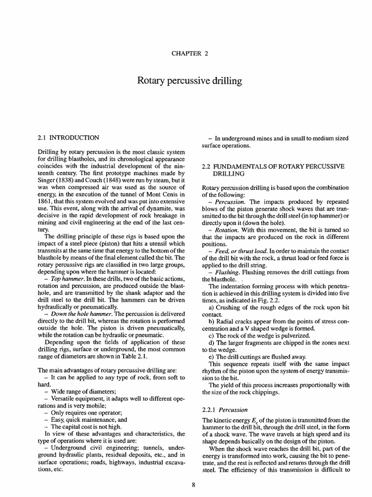 Chapter 2 - Rotary Percussive Drilling | PDF