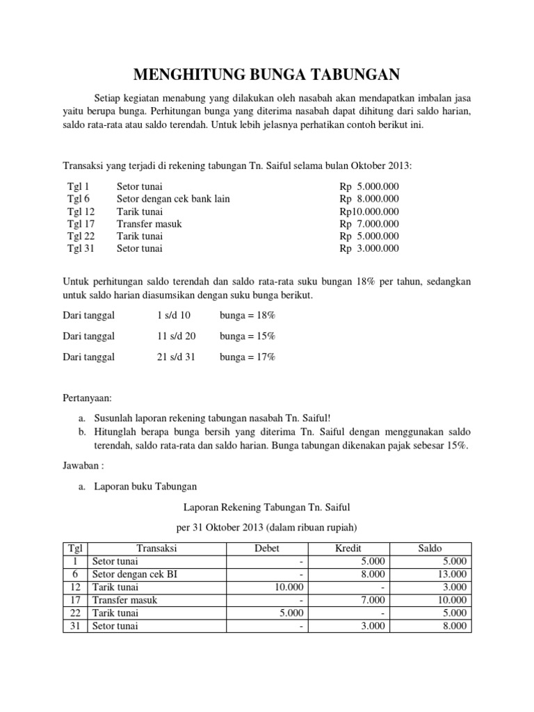 CARA MENGHITUNG DAN MENGUTIP BUNGA TABUNGAN | PDF