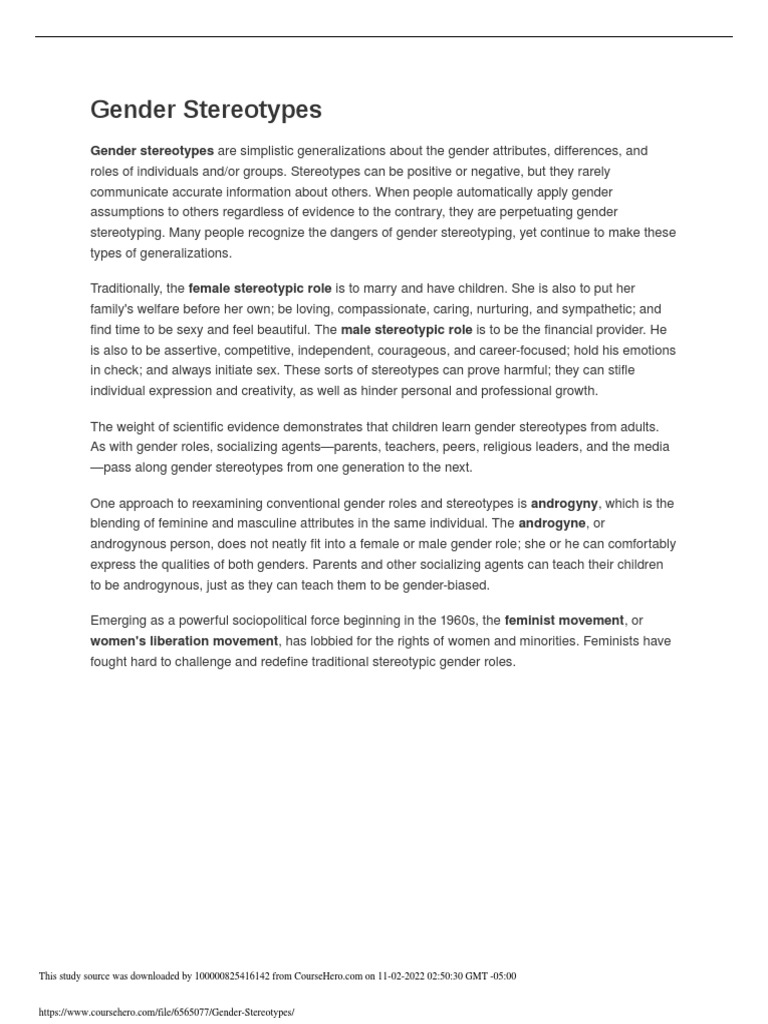 Gender Stereotypes | PDF | Gender Role | Gender