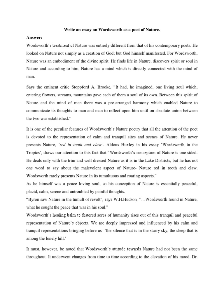 Wordsworth's Spiritual Nature Poetry | PDF
