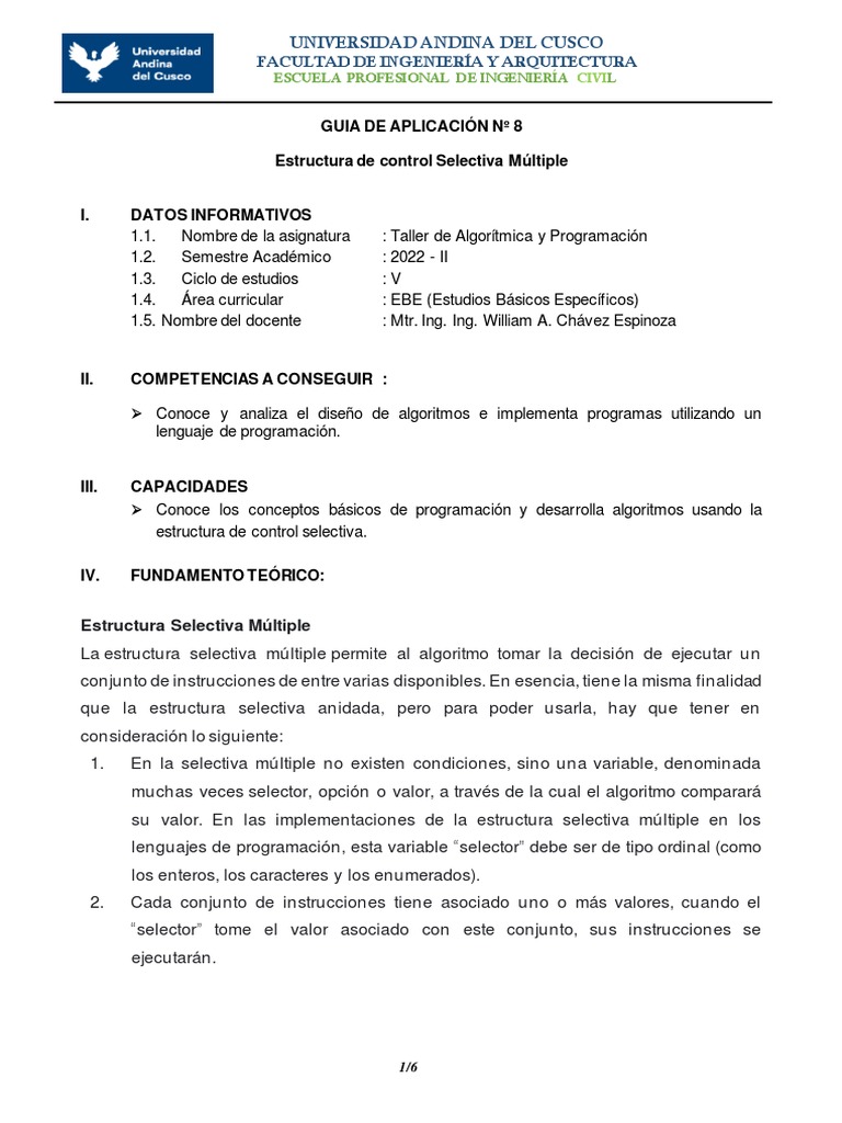 Guia 8 Estructura Selectiva Multiple Descargar Gratis Pdf 8172