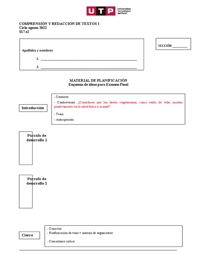S17.s2 Esquema Examen Final - Agosto 2022 | PDF S17.s2 Esquema Examen Final - Agosto 2022 | PDF