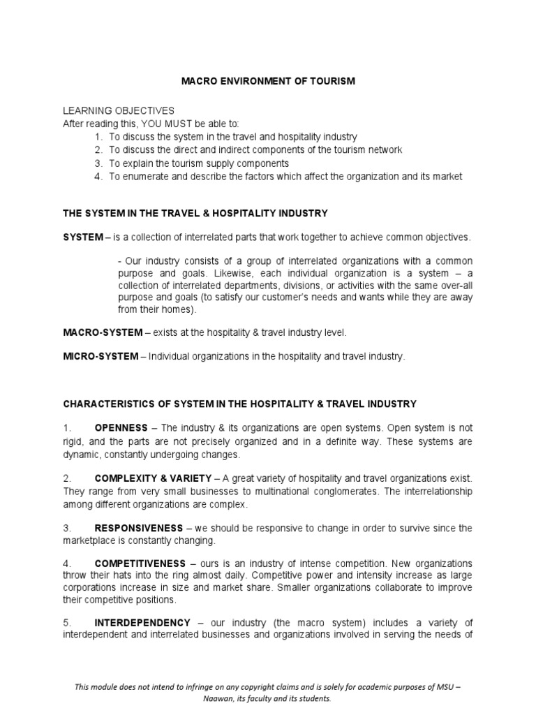 Chapter 3 Macro Environment of Tourism | PDF