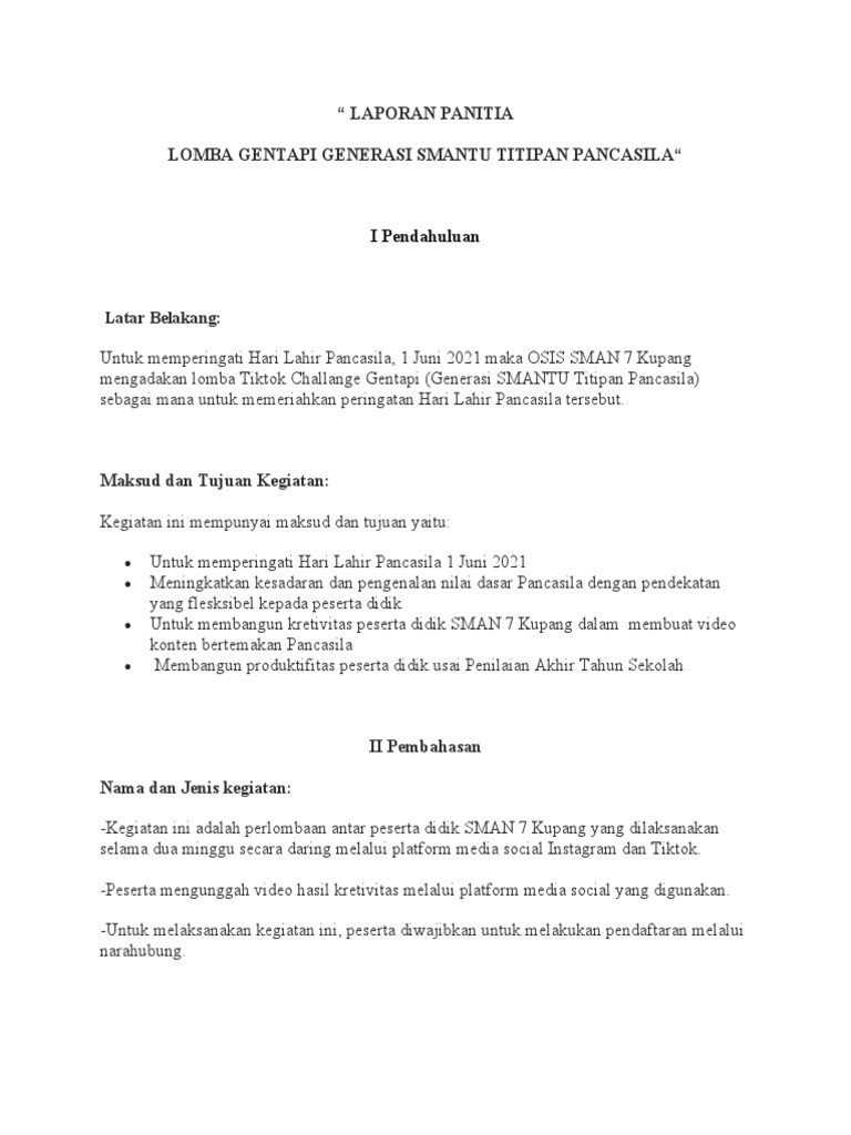 Laporan Panitia | PDF