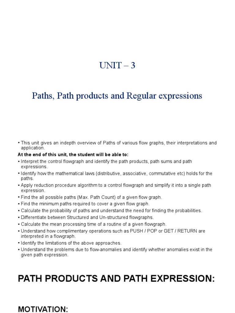UNIT-3 Paths, Path Products and Regular Expressions | PDF