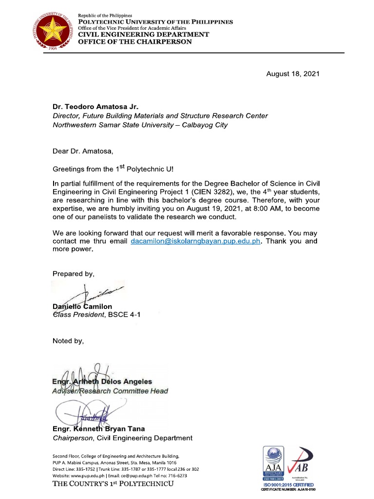 Letter of Invitation - Dr. Amatosa | PDF