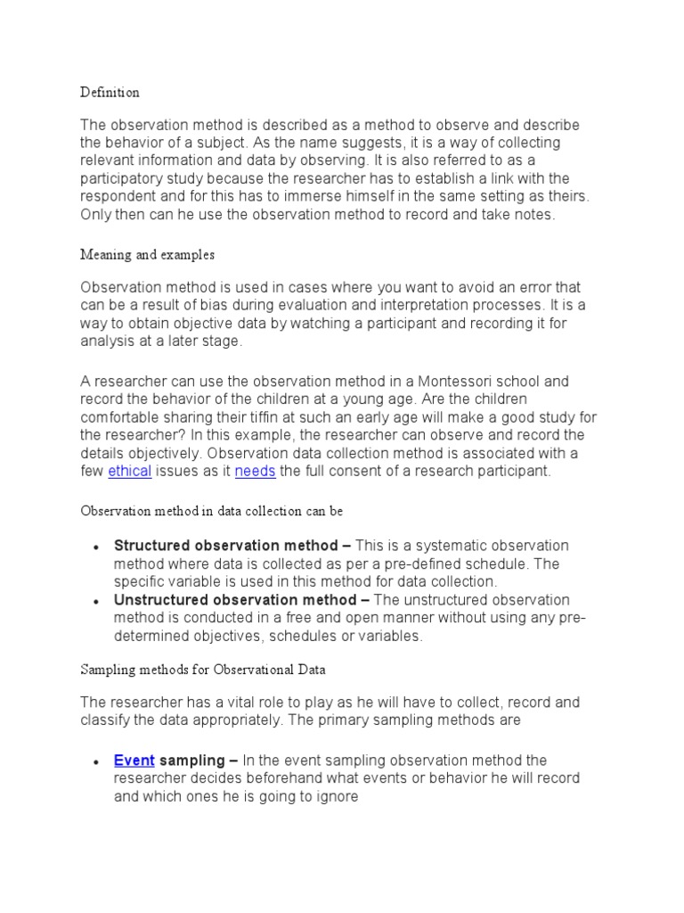 Observation Techniques | PDF | Observation | Sampling (Statistics)