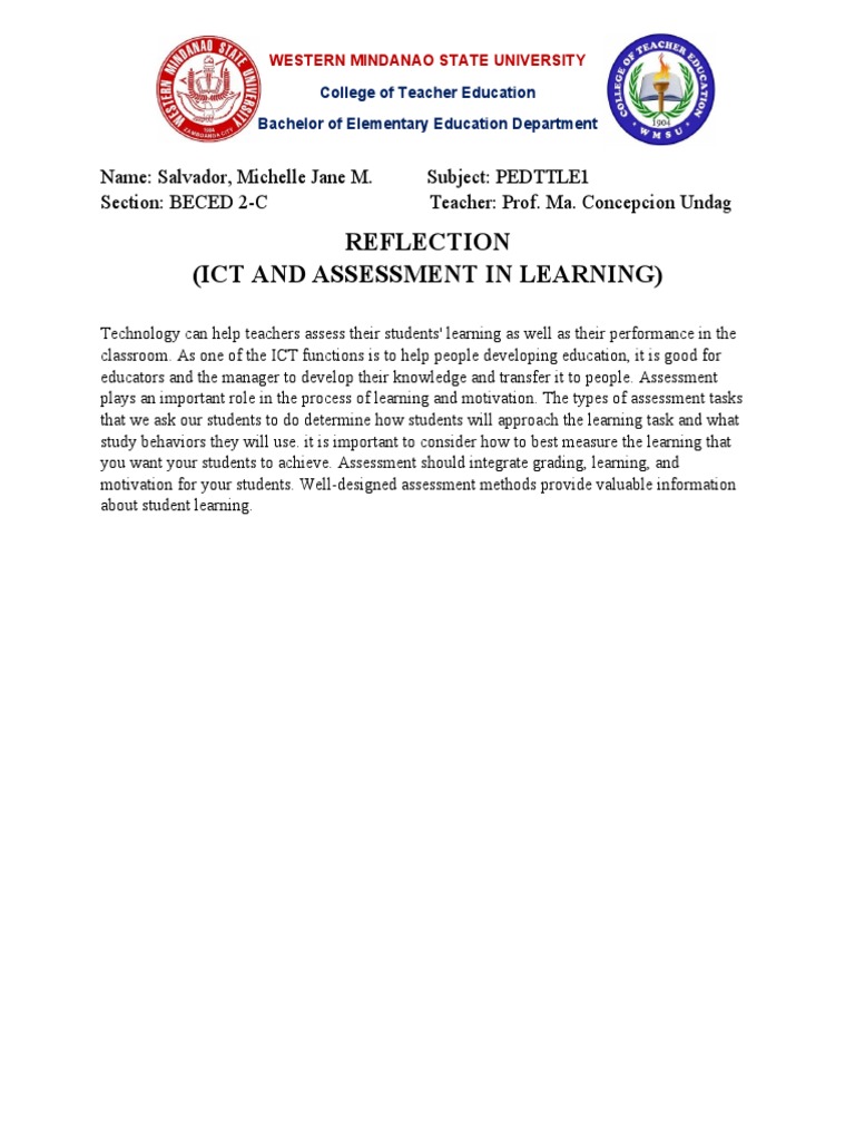 Reflection Ict and Assessment in Learning | PDF
