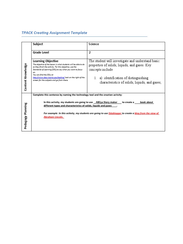 Tled 430w - Creating Assignment | PDF | Gases | Teachers
