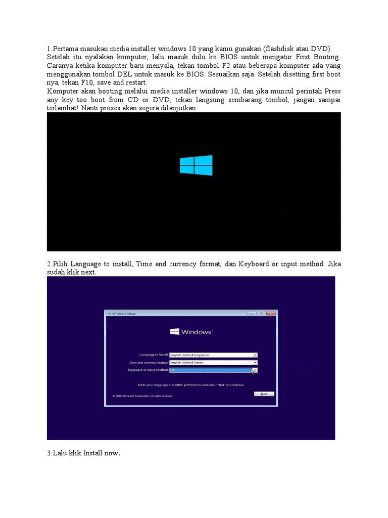 Tutorial Instalasi Windows 10 | PDF | Game & Aktivitas | Komputer