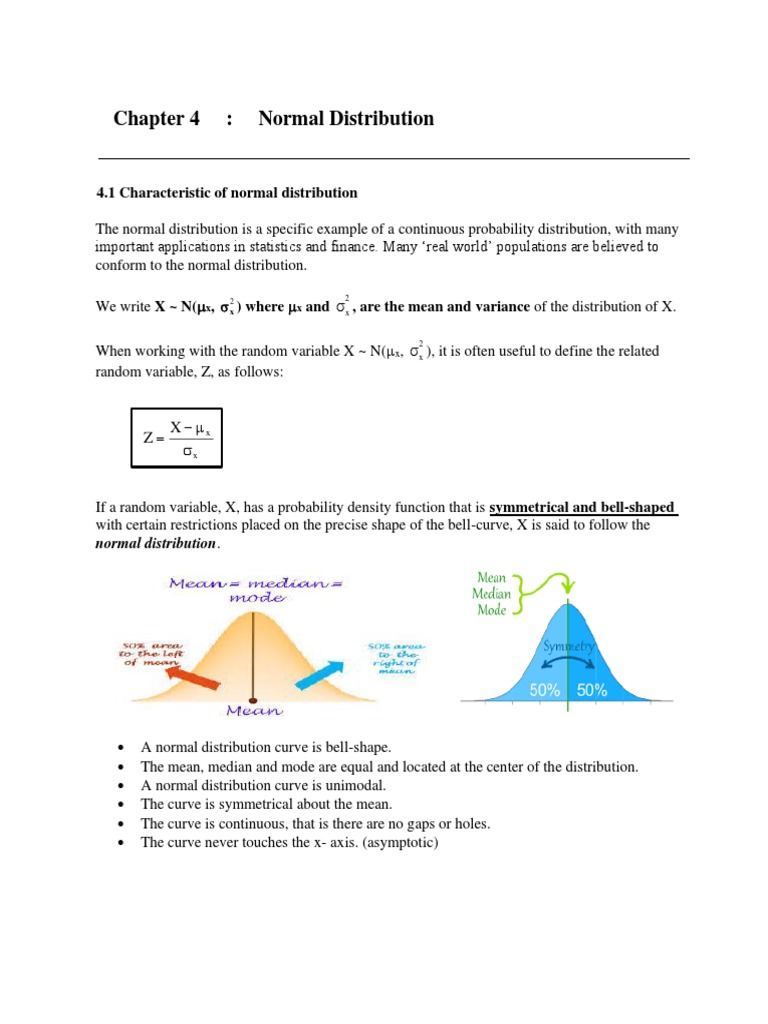 CHAP 4 Normal Distribution | PDF | Normal Distribution | Probability Distribution