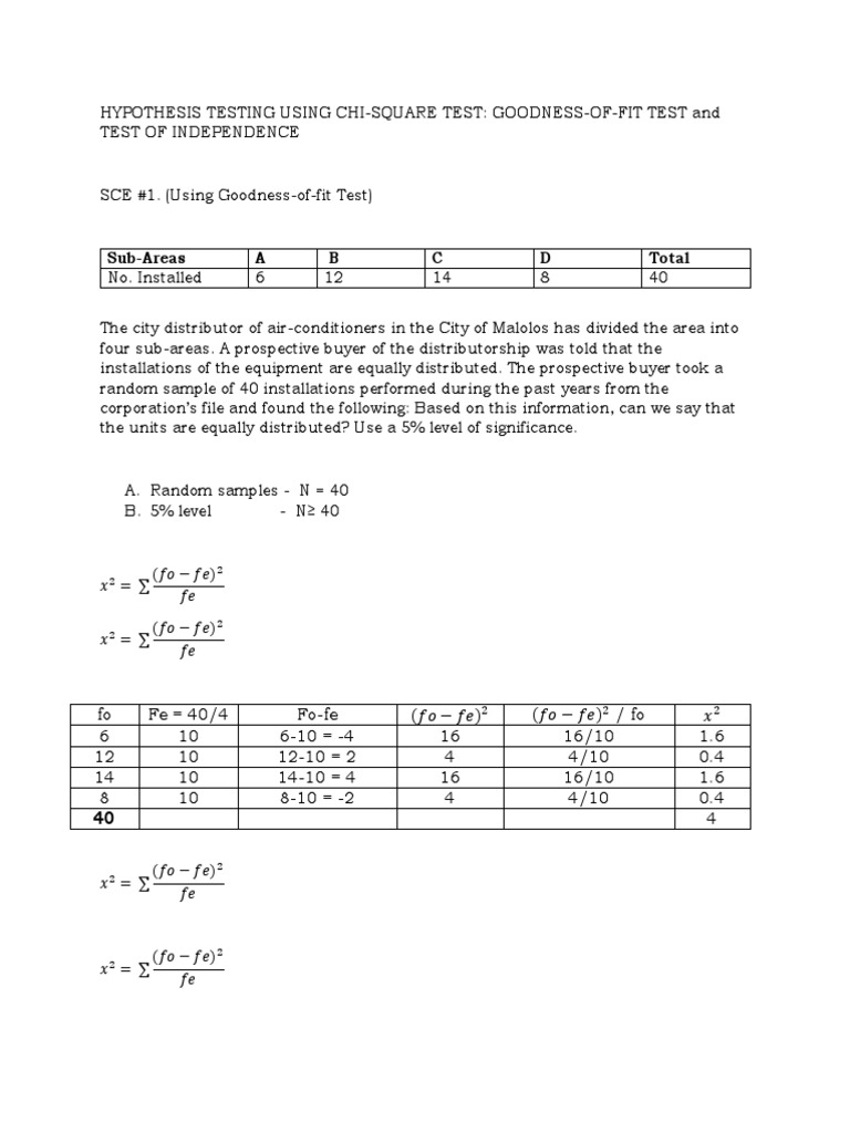 Hypothesis Testing Using Chisquare Test | PDF | Goodness Of Fit ...