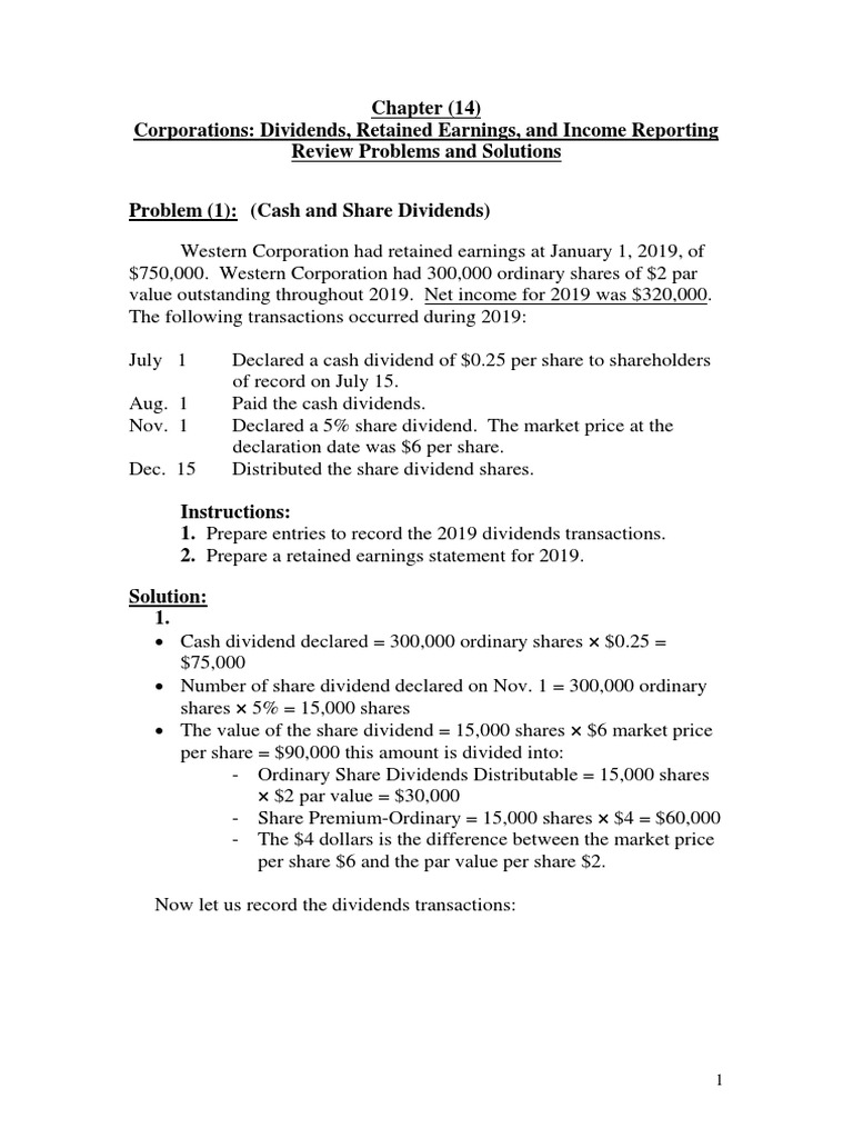 Chapter 14 Review Problems | PDF | Dividend | Preferred Stock