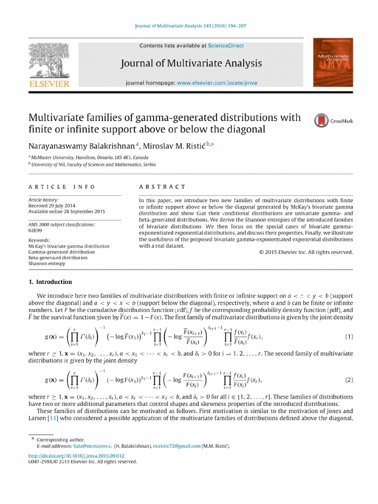 Multivariate Families of Gamma-Generated Distributions With Finite or Infinite Support Above or ...