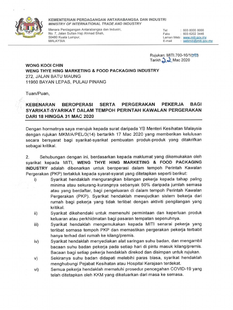 Weng Thye Hing Marketing & Food Packaging Industry | PDF