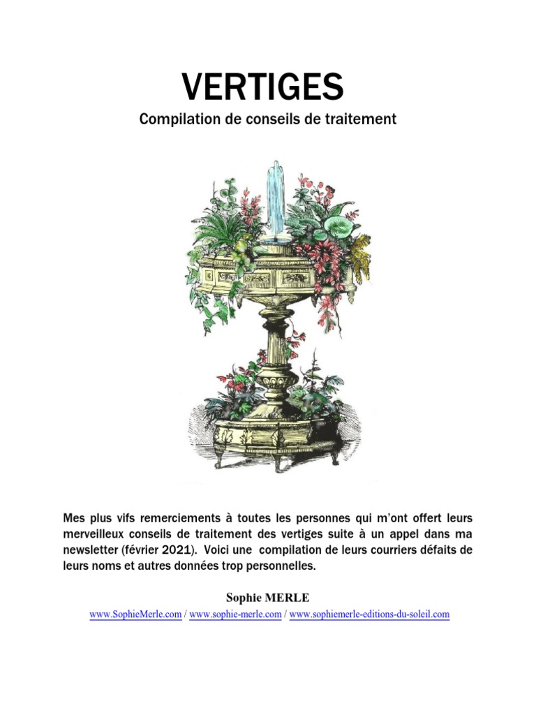 Vertiges Compilation de Conseils de Traitement | PDF | vertige ...
