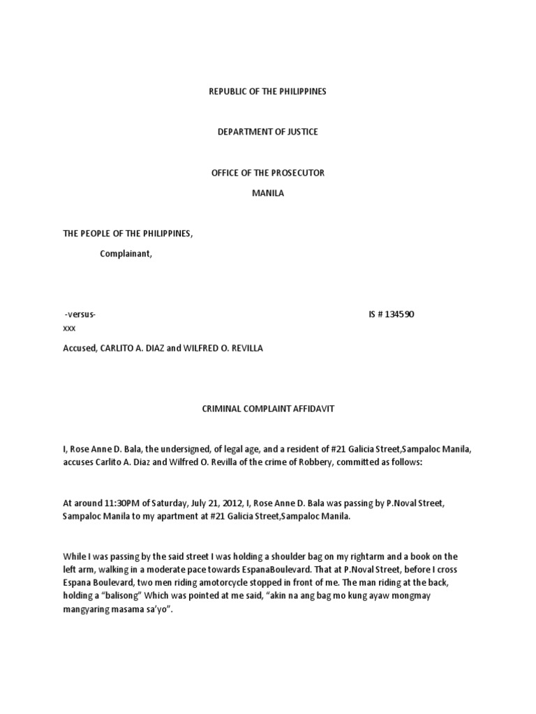 Sworn Statement Narrative (Eng) | PDF