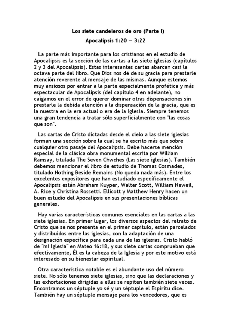 Los Siete Candeleros de Oro | PDF | Iglesia Católica | Pablo el apóstol
