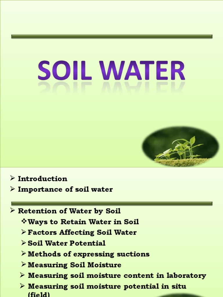 Importance of Soil Water Retention and Factors Affecting It | PDF ...