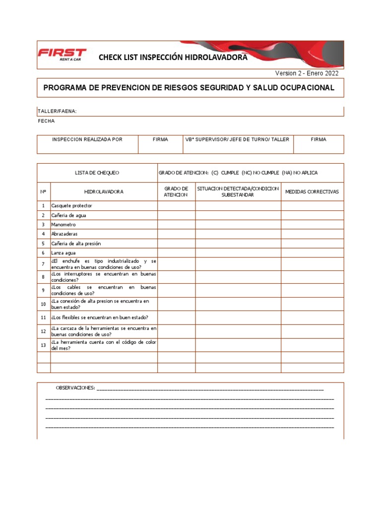 Check List Herramientas y Equipos | PDF | Seguridad y salud ocupacional ...