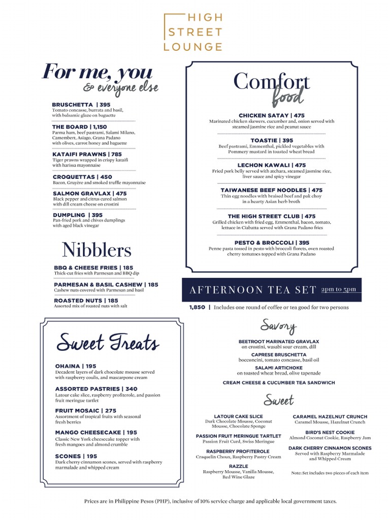 High Street Lounge Beverage Menu | PDF | Whisky | Champagne