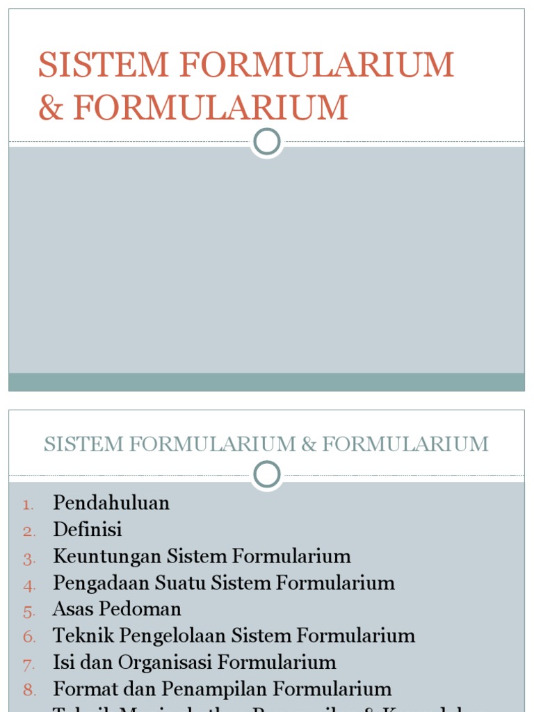 Materi Kuliah Sistem Formularium Formularium | PDF