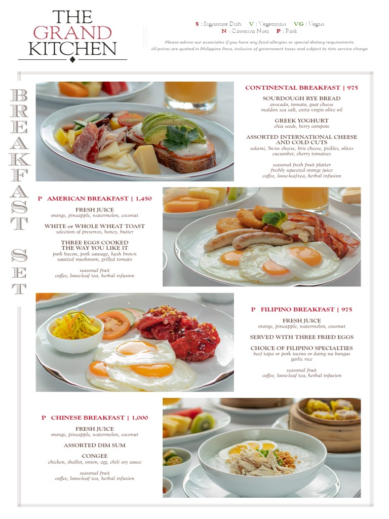 Grand Kitchen Breakfast Menu | PDF | Foods | Cuisine