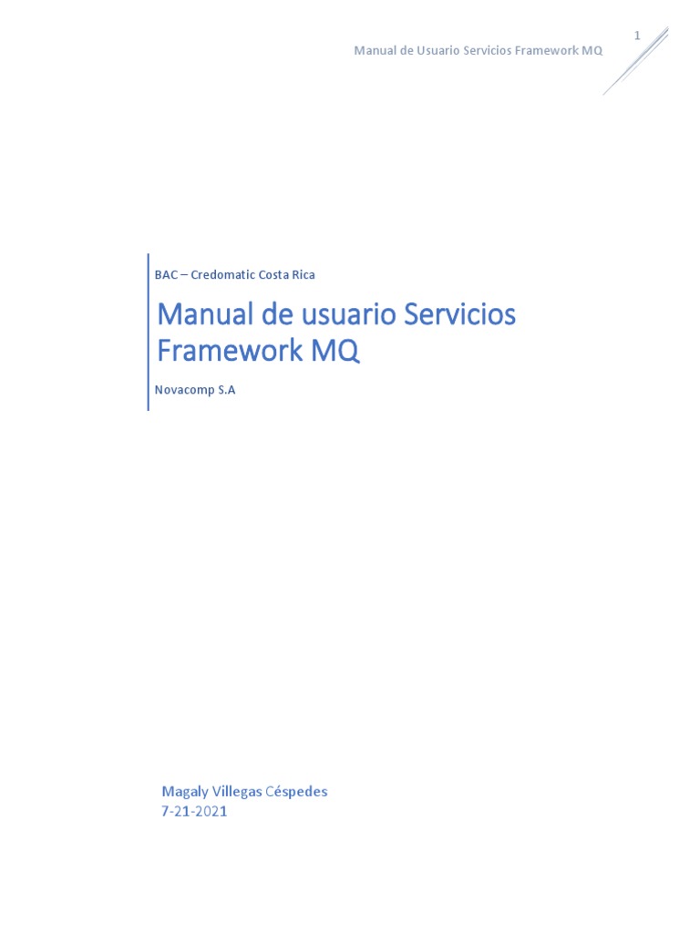 Manual de Usuario Servicios Framework MQ | PDF | Biblioteca (informática) | Ingeniería Informática