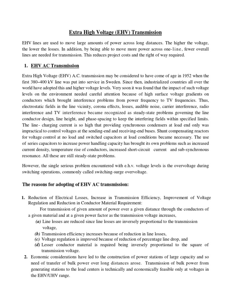 EHV Transmission | PDF