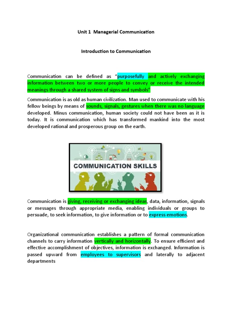 Unit 1 Managerial Communication | PDF | Communication | Vocabulary