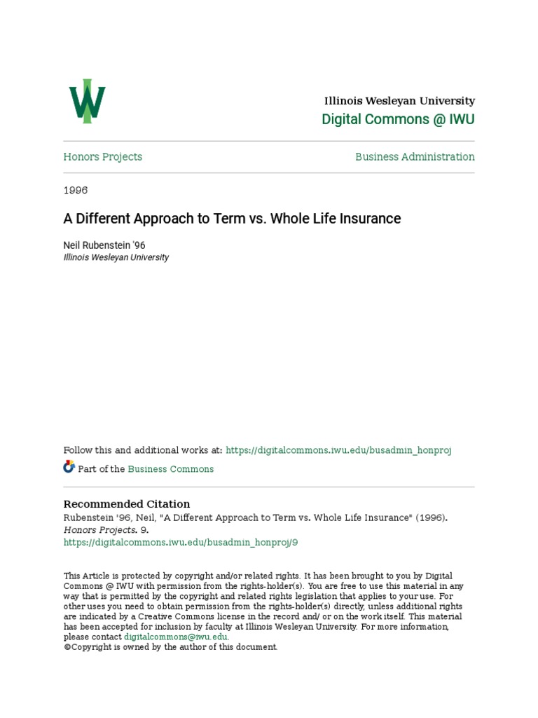 A Different Approach To Term vs. Whole Life Insurance | PDF | Insurance ...