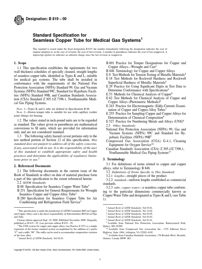 Astm b819 | PDF | Pipe (Fluid Conveyance) | Engineering Tolerance