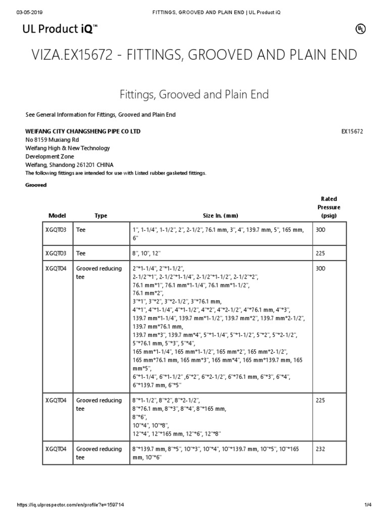 Fittings, Grooved and Plain End - Ul Product Iq | PDF | Data Management | Computing