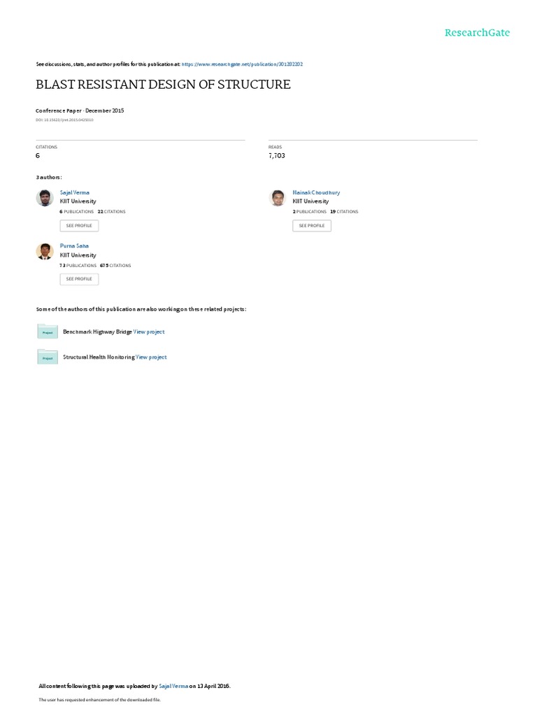 Blast Resistant Design of Structure | PDF | Composite Material | Concrete