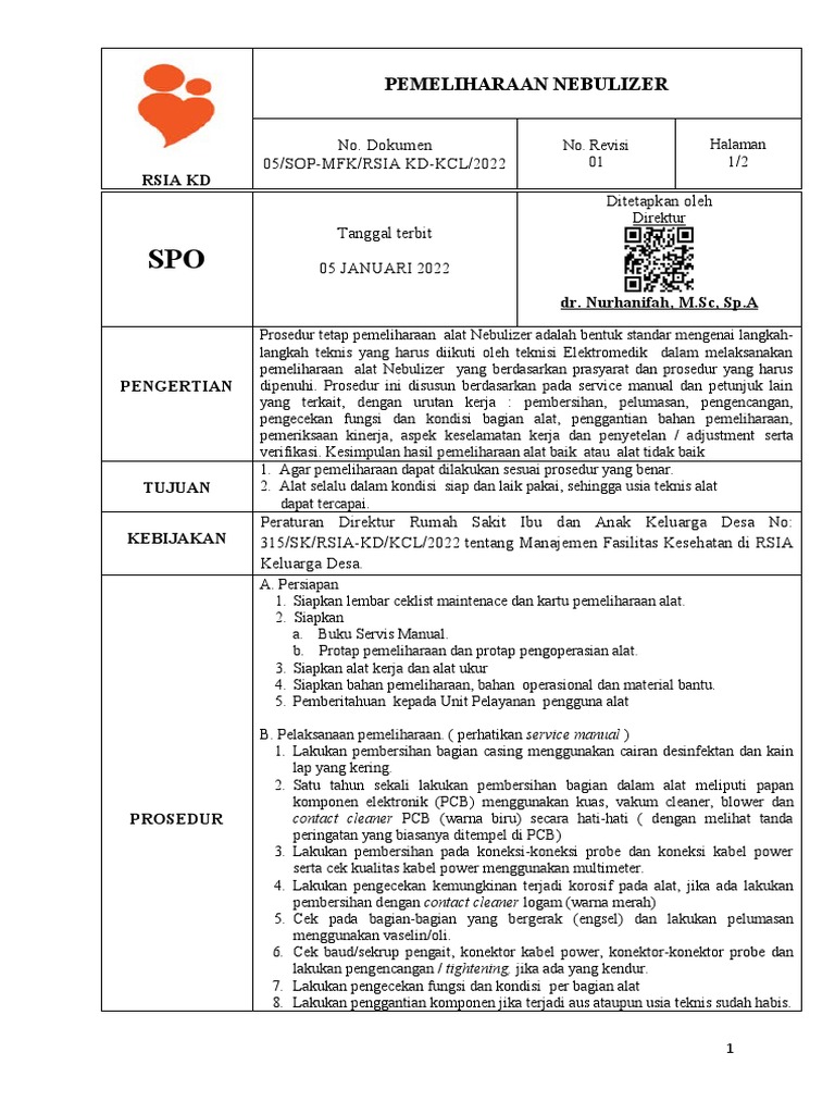 Spo Pemeliharaan Nebulizer | PDF
