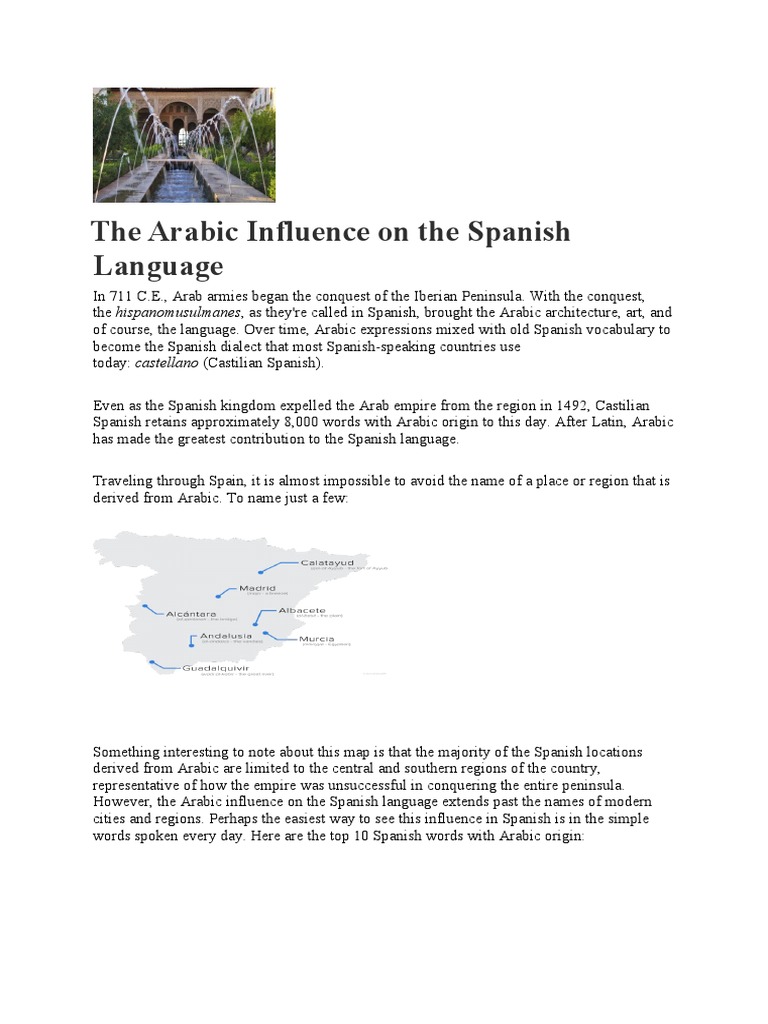 The Arabic Influence On The Spanish Language | PDF | Spanish Language ...