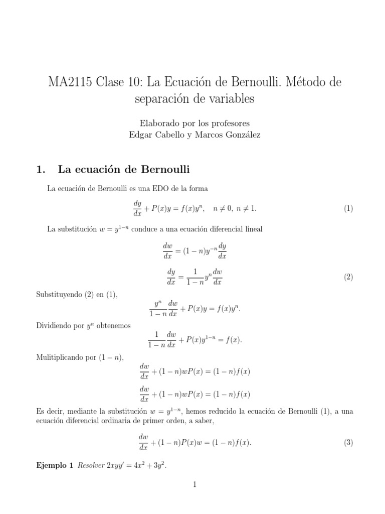 Análisis del método de separación de variables para resolver ecuaciones diferenciales de ...
