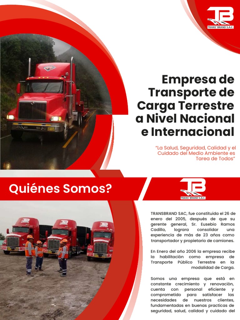 Brochure Transband Sac 2020 | PDF | Calidad (comercial) | Transporte