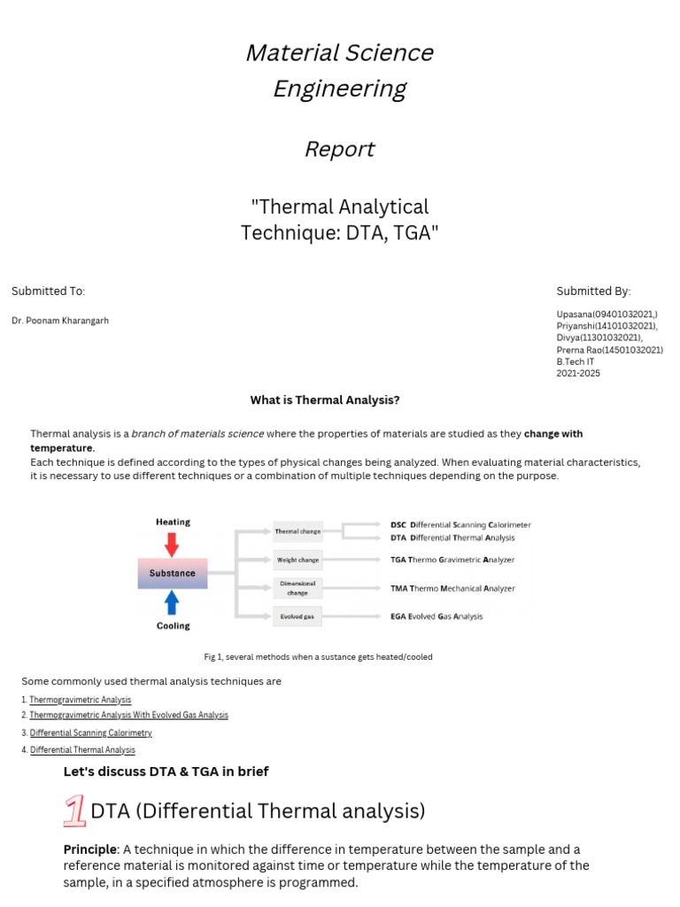 Material Science Engineering: "Thermal Analytical Technique: DTA, TGA" | PDF | Thermal Analysis ...