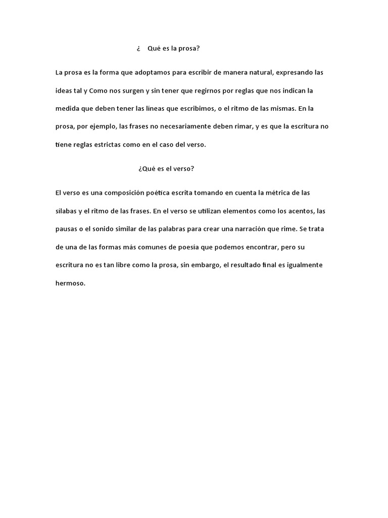 Prosa y Verso | PDF | Artes del Lenguaje y Comunicación | Estudios de ...