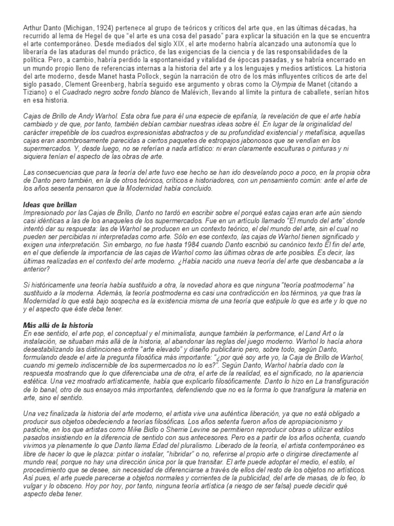 Arthur Danto | PDF | Teoría | Estética