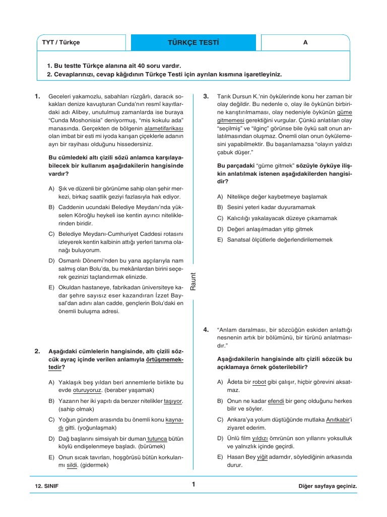 EBA TYT 1.deneme | PDF